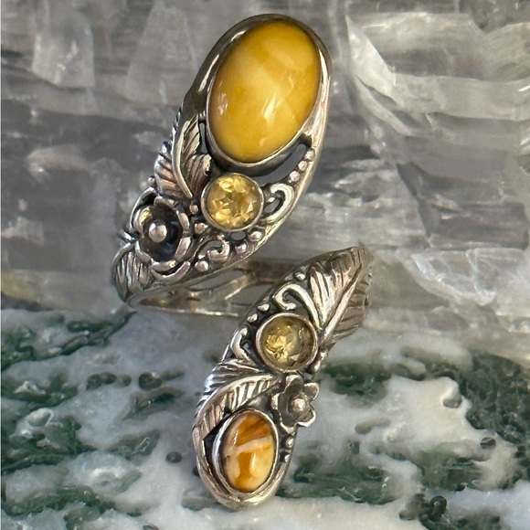 Jewelry | Butterscotch Amber Citrine Bypass Hug Wrap Southwestern ...